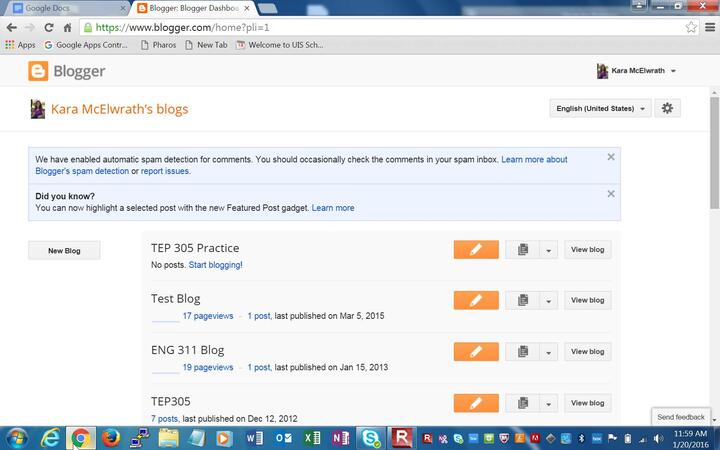 TEP 305 Creating a Blog with Blogger