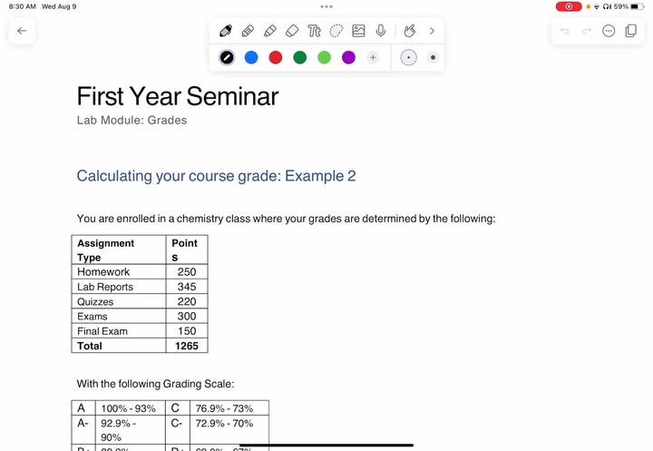 Grade Calculation Ex 2