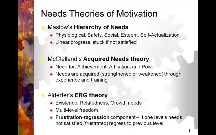 Week 5 - Needs Theories, SFPs, and Trust