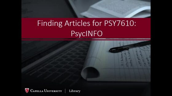 Finding Articles for PSY7610: PsycINFO