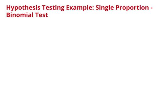 Hypothesis Testing Example: Single Proportion – Binomial Test