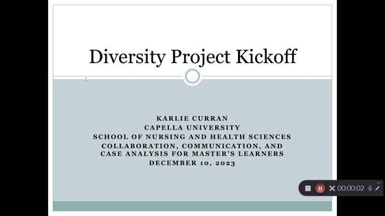 Diversity Project Kickoff