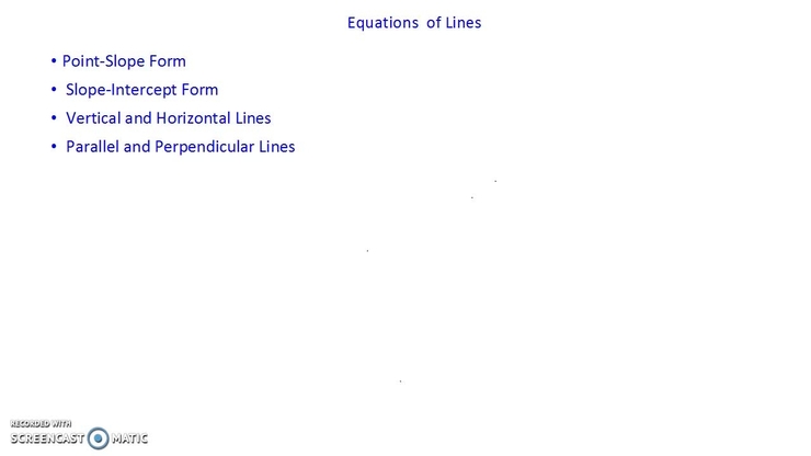 Section 2.5 Lecture- Equations of Lines