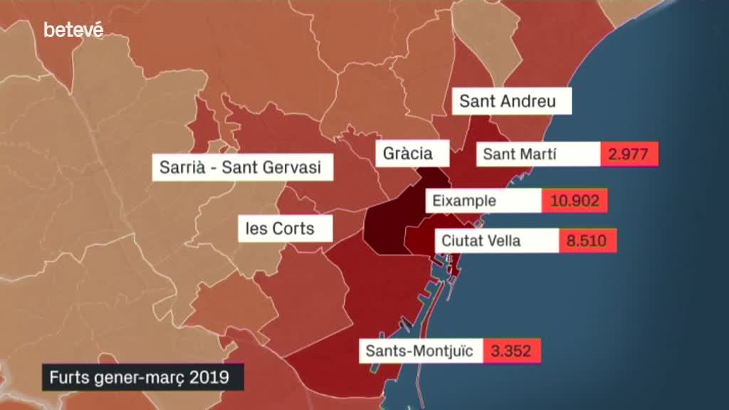 Els Mossos mostren totes les dades de delictes de Barcelona en un mapa ...
