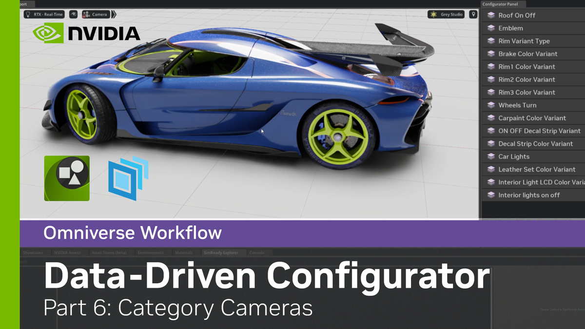 Data Driven Configurator Workflow - Part 6: Category Cameras | Omniverse 2020 | NVIDIA On-Demand