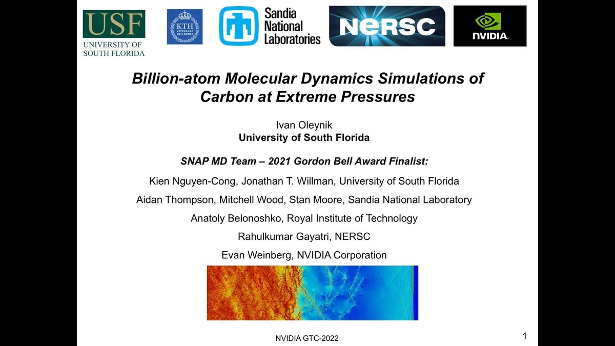 Billion-atom Molecular Dynamics Simulations of Carbon at Extreme Pressures | GTC Digital Spring ...