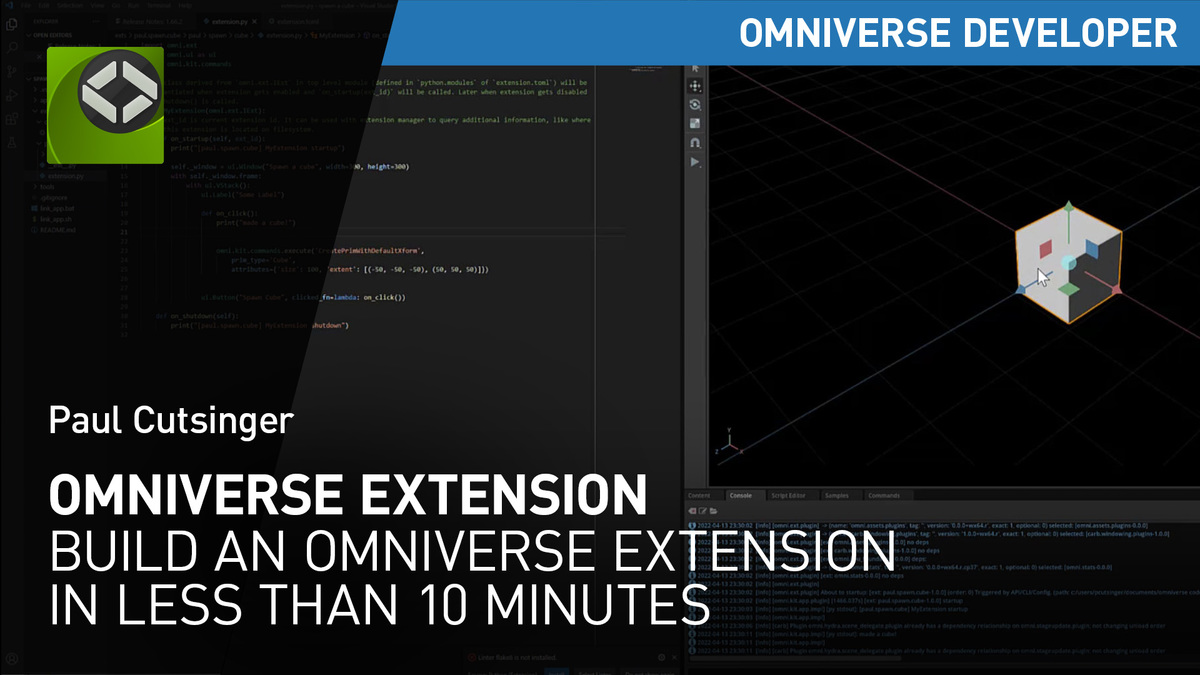 Build An Omniverse Extension In Less Than 10 Minutes Omniverse 2020 Nvidia On Demand