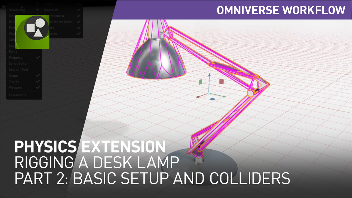 Nvidia Omniverse Physics Extension Rigging A Desk Lamp Part 2 Basic Setup And Colliders