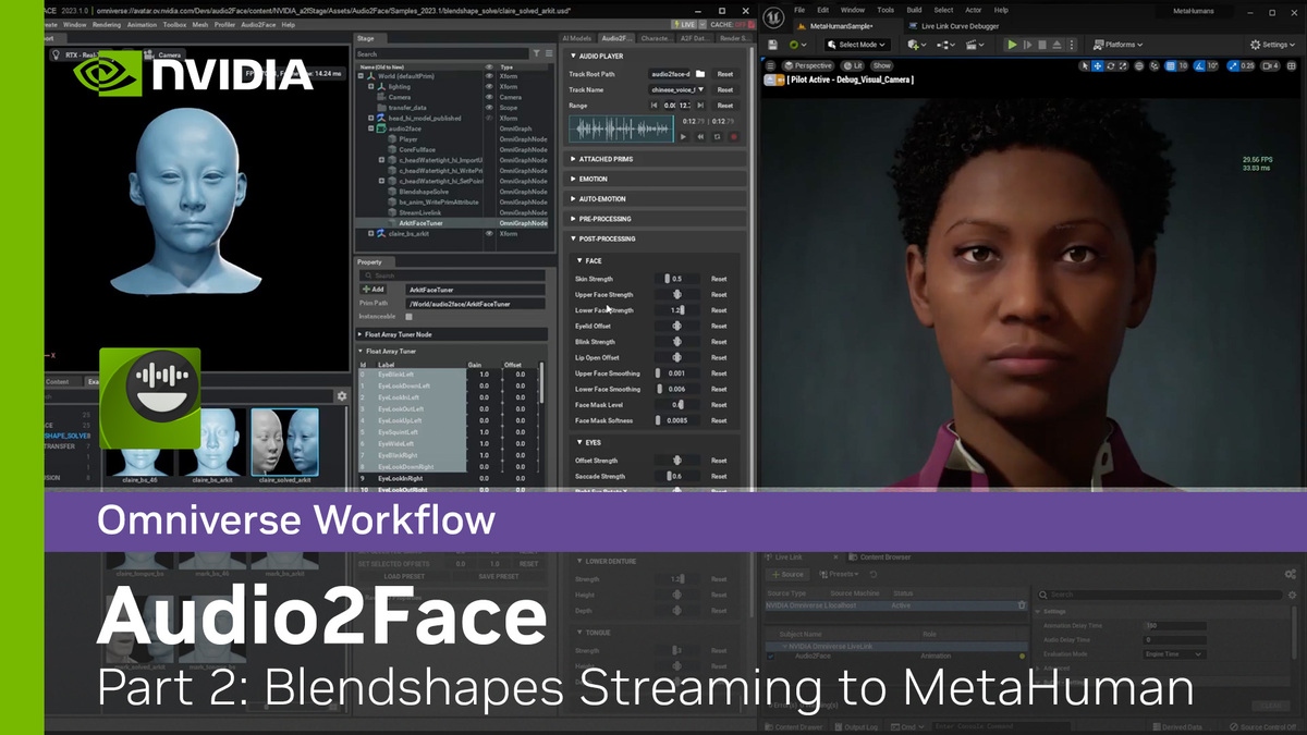 Audio2face To Metahuman Blendshape Streaming Part 2 Omniverse 2020 Nvidia On Demand