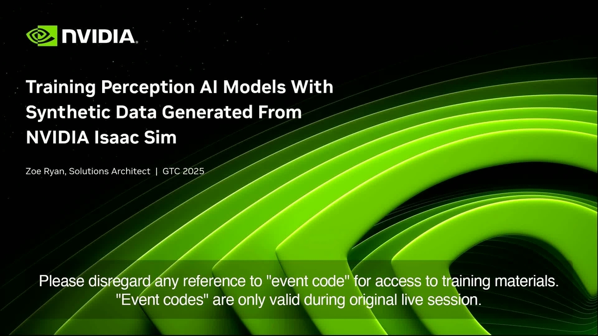 Training Perception Ai Models With Synthetic Data Generated From Isaac
