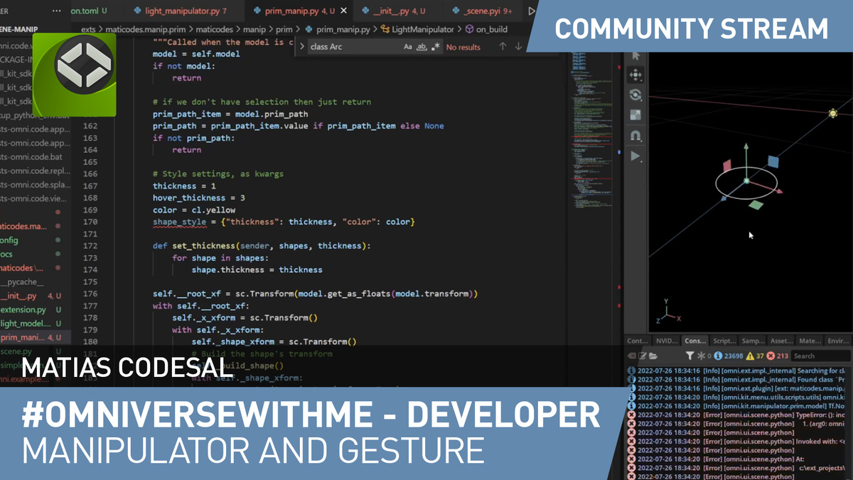 Nvidia Community Stream Omniversewithme Omniuiscene Manipulator And Gesture Omniverse