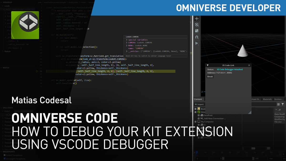 Nvidia Omniverse Code How To Debug Your Kit Extension Using Vscode Debugger Omniverse 2020