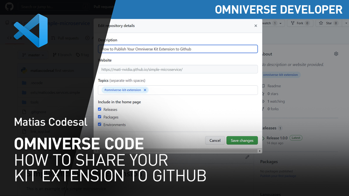 Nvidia Omniverse Code How To Share Your Kit Extension To Github Omniverse 2020 Nvidia On