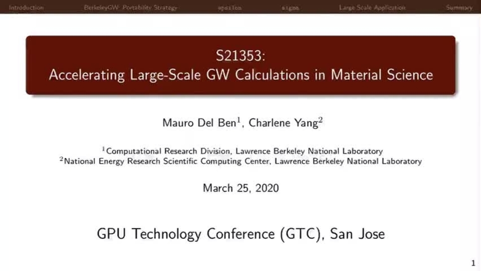 Accelerating Large-Scale GW Calculations in Material Science | NVIDIA On-Demand