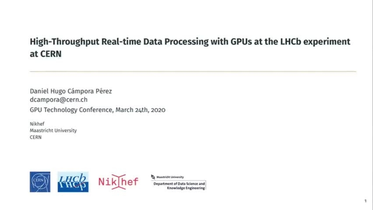High Throughput Real Time Data Processing With Gpus At Cern Gtc Digital March 2020 Nvidia On