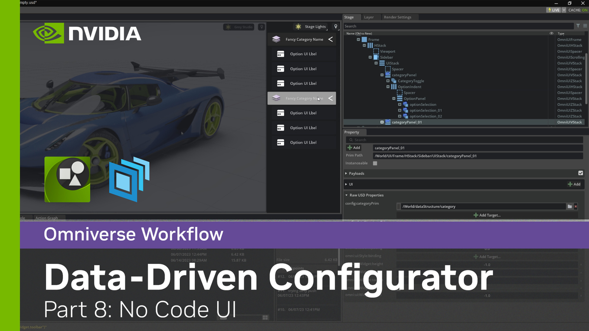 Data Driven Configurator Workflow Part 8 No Code Ui Omniverse 2020 Nvidia On Demand