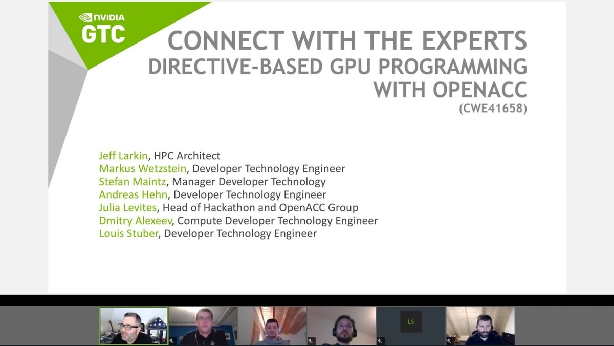 Connect With The Experts Directive Based Gpu Programming With Openacc Gtc Digital Spring 2022