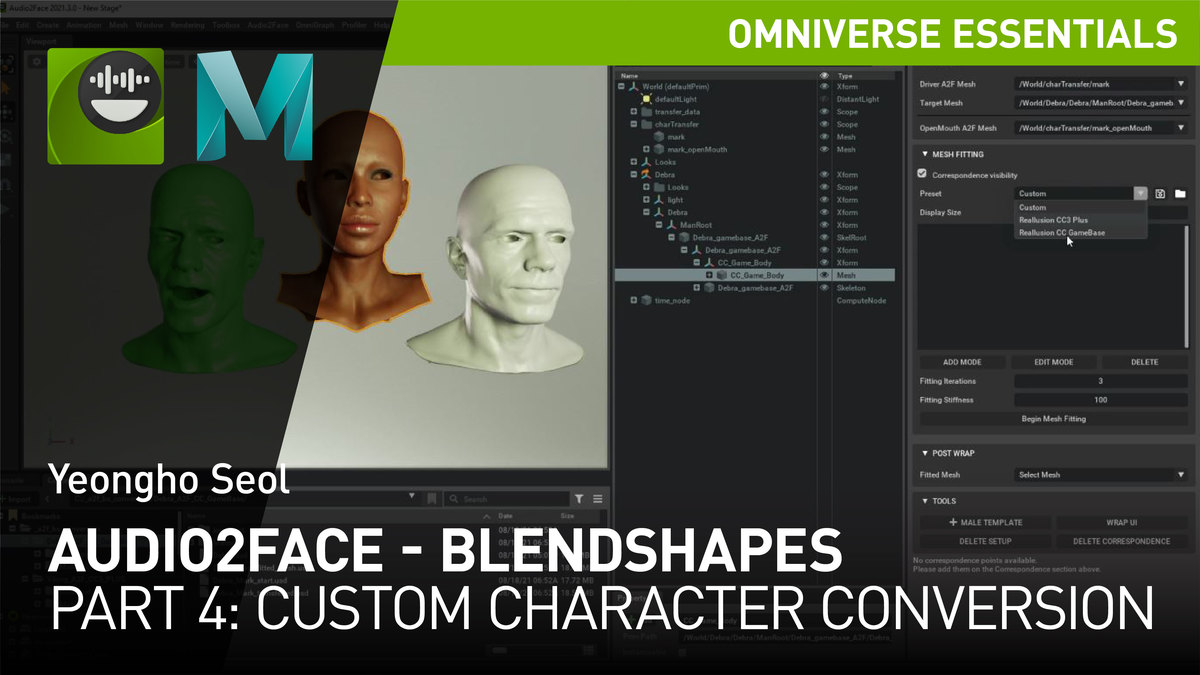 Audio2Face - BlendShapes - Part 4: Custom Character Conversion | Omniverse 2021 | NVIDIA On-Demand