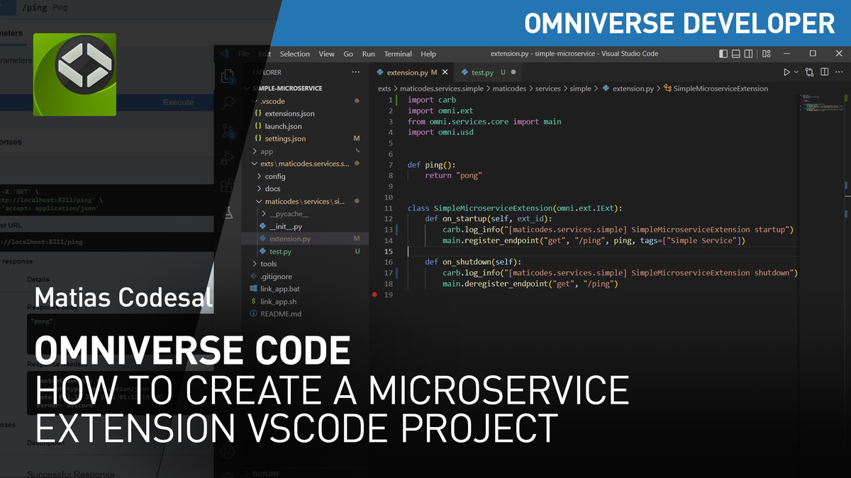 Nvidia Omniverse Code How To Create A Microservice Extension Vscode Project Omniverse 2020