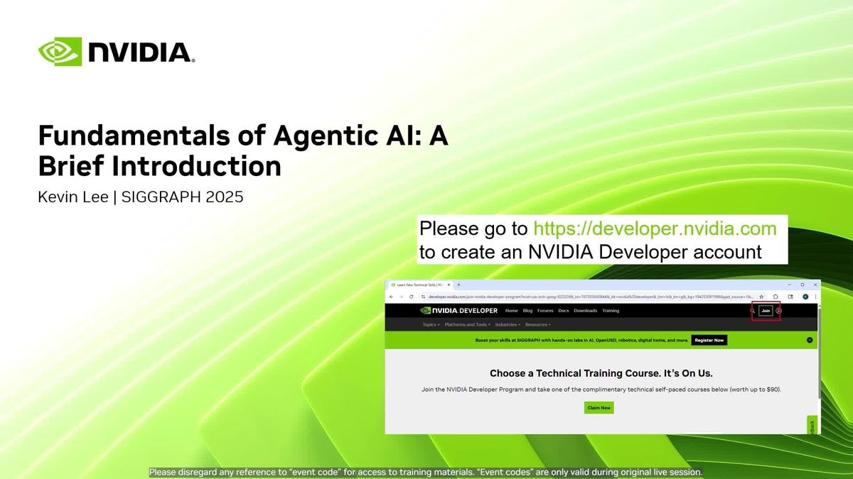 NVIDIA DLI Training: Fundamentals of Agentic AI: A Brief Introduction | SIGGRAPH 2025 | NVIDIA ...