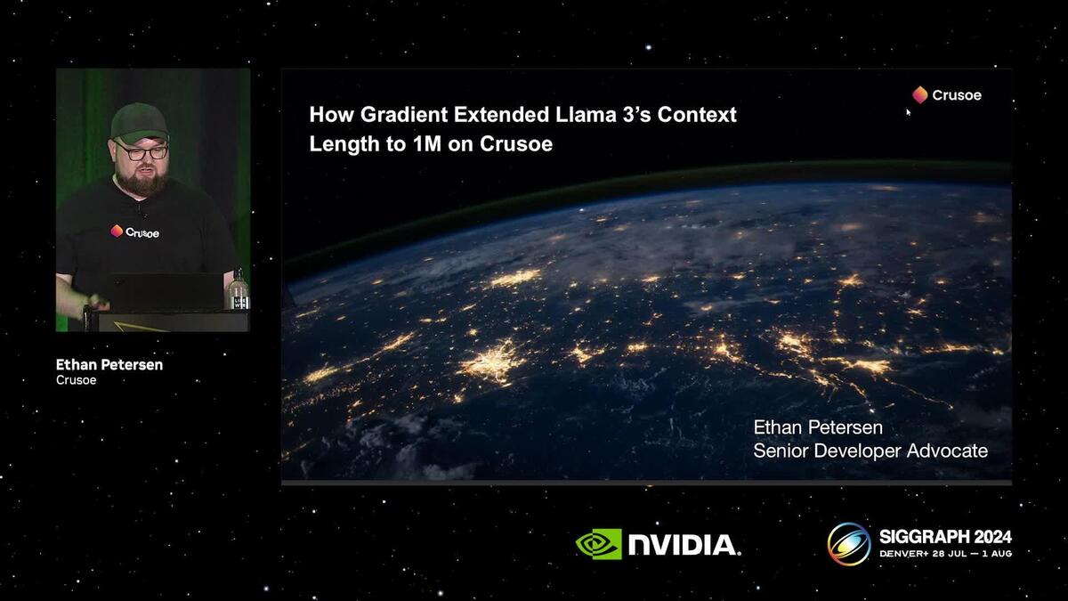 How Gradient Extended Llama 3’s Context Length to 1M on Crusoe | Siggraph 2024 | NVIDIA On-Demand
