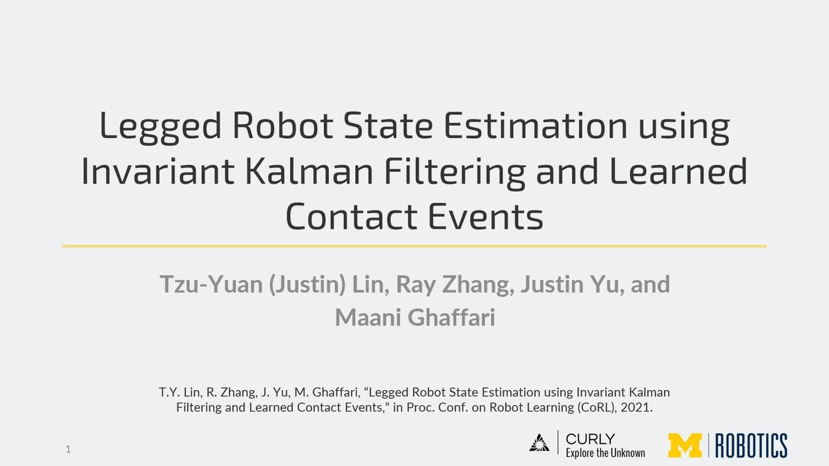 Legged Robot State Estimation Using Invariant Kalman Filtering And Learned Contact Events P42488
