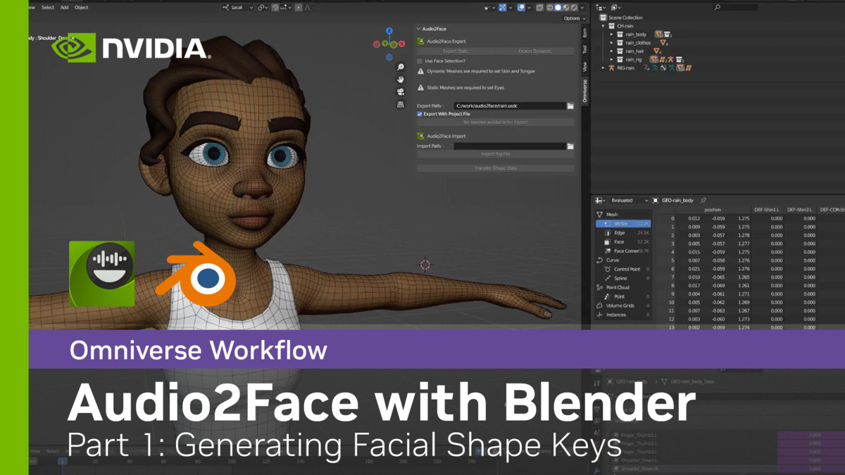 Audio2face With Blender Part 1 Generating Facial Shape Keys For Blender Characters With
