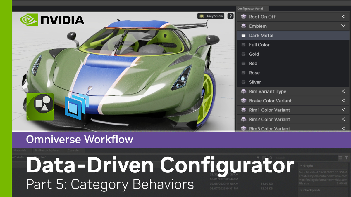 Data Driven Configurator Workflow - Part 5: Category Behaviors | Omniverse 2020 | NVIDIA On-Demand