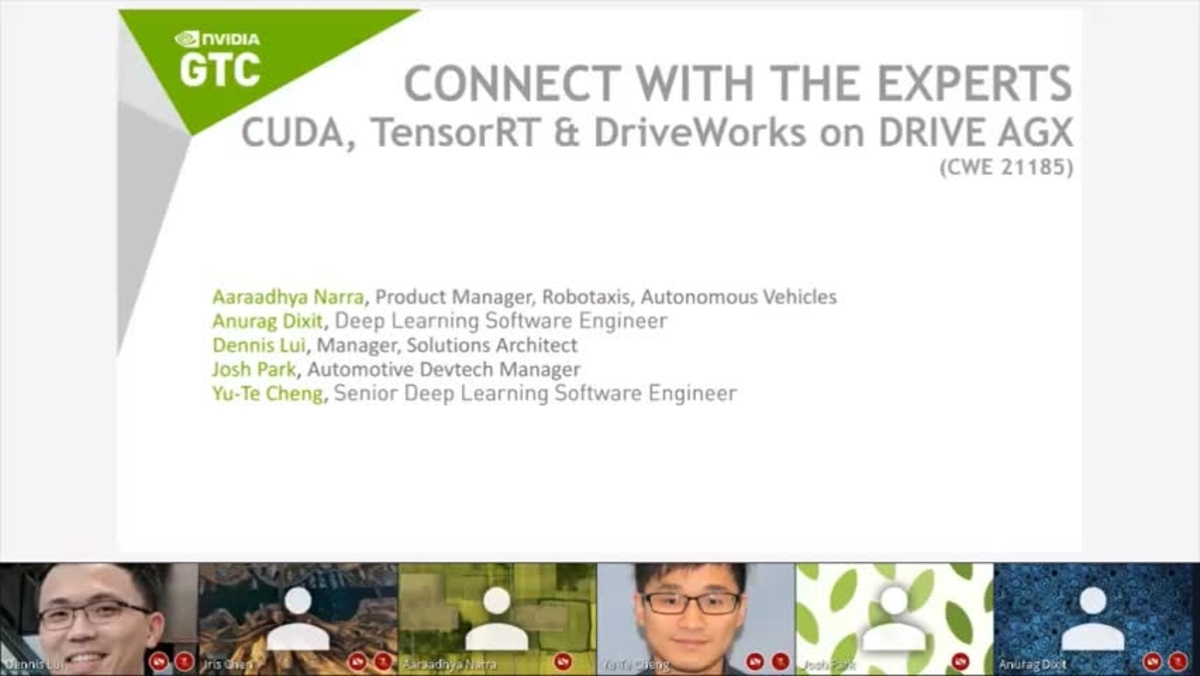 Using CUDA, TensorRT and DriveWorks on NVIDIA DRIVE AGX | GTC Digital ...