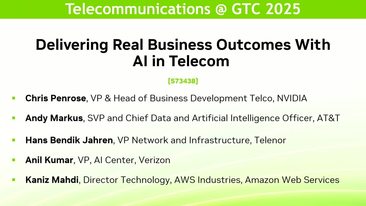 Delivering Real Business Outcomes With AI in Telecom | GTC 25 2025 ...