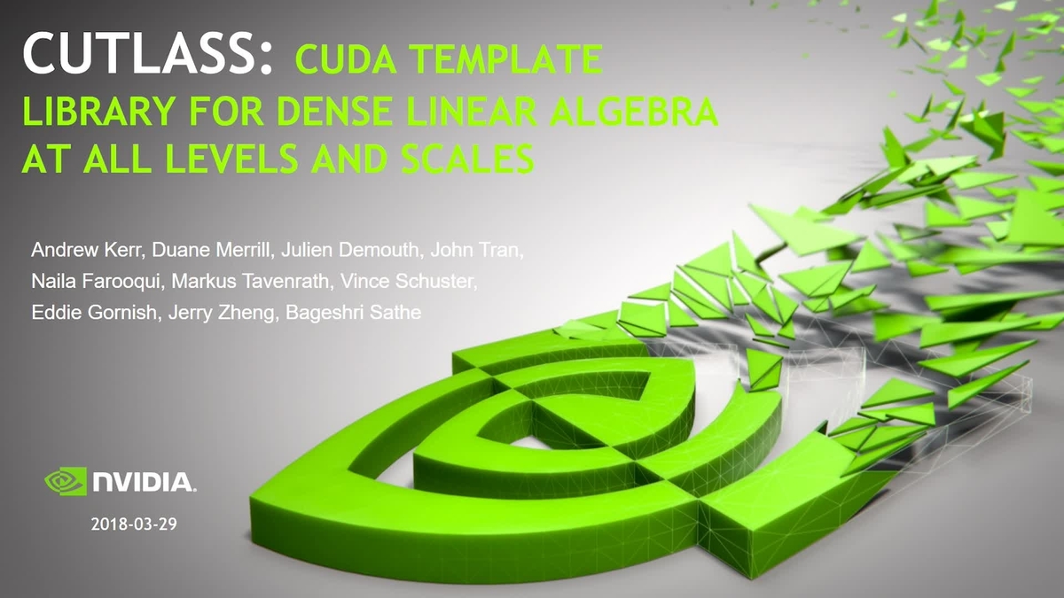 CUTLASS: Software Primitives for Dense Linear Algebra at All Levels and ...