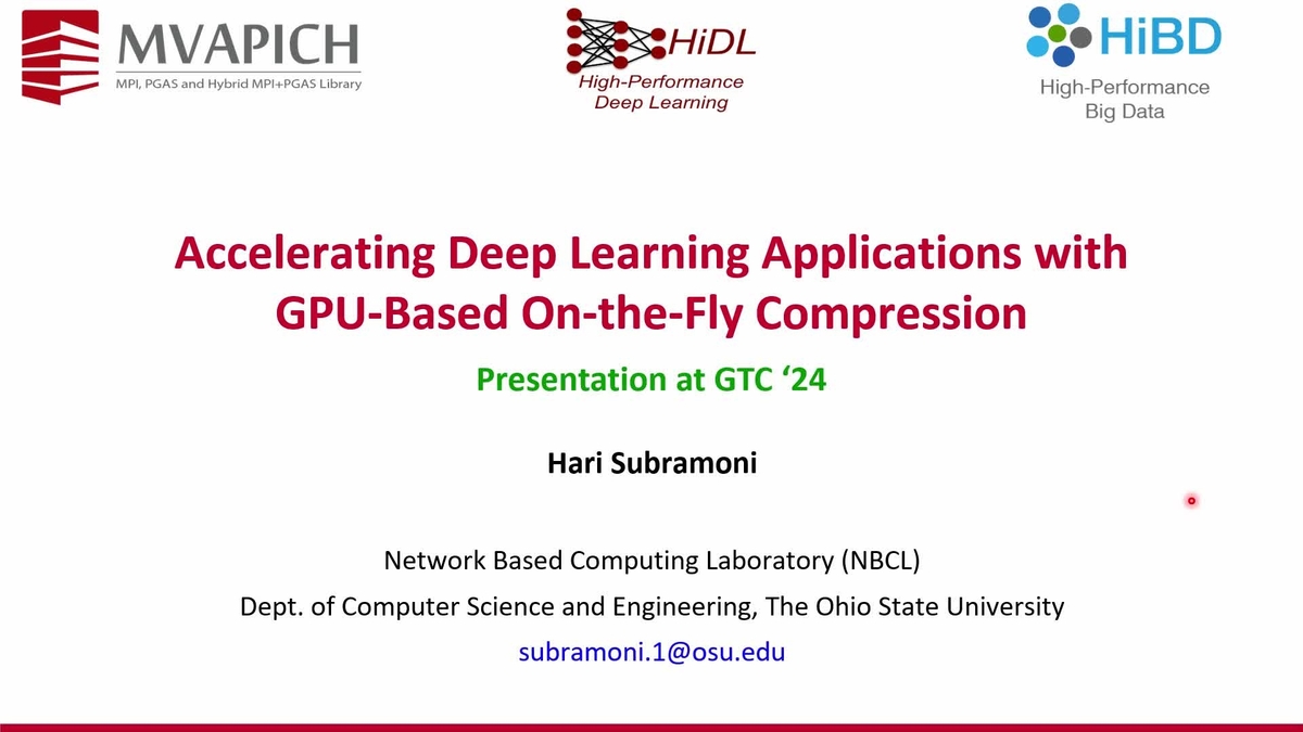 Accelerating Deep Learning Applications With GPU-Based On-the-Fly Compression | GTC 24 2024 ...