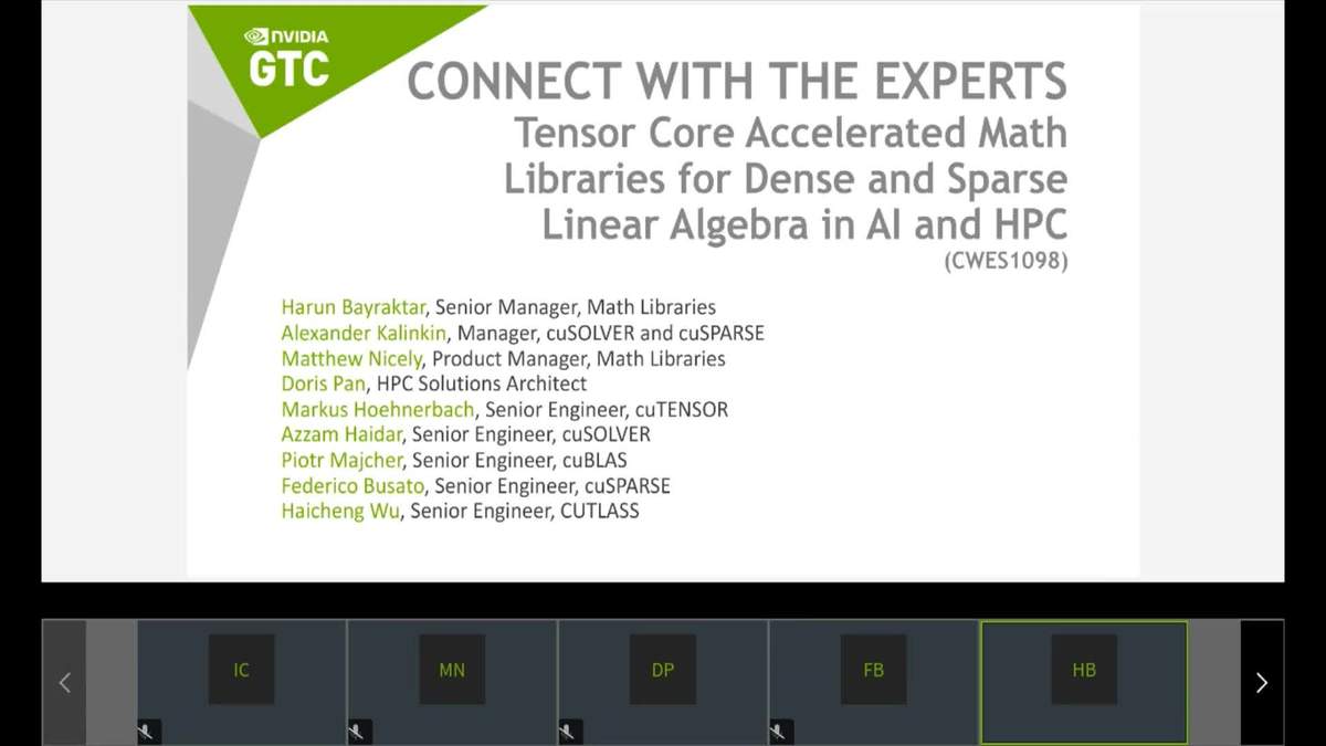 Tensor Core Accelerated Math Libraries For Dense And Sparse Linear Algebra In Ai And Hpc Gtc