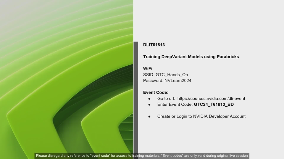 Training DeepVariant Models using Parabricks | NVIDIA On-Demand