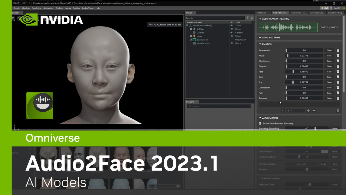 Audio2face Introducing New Ai Models Omniverse 2020 Nvidia On Demand