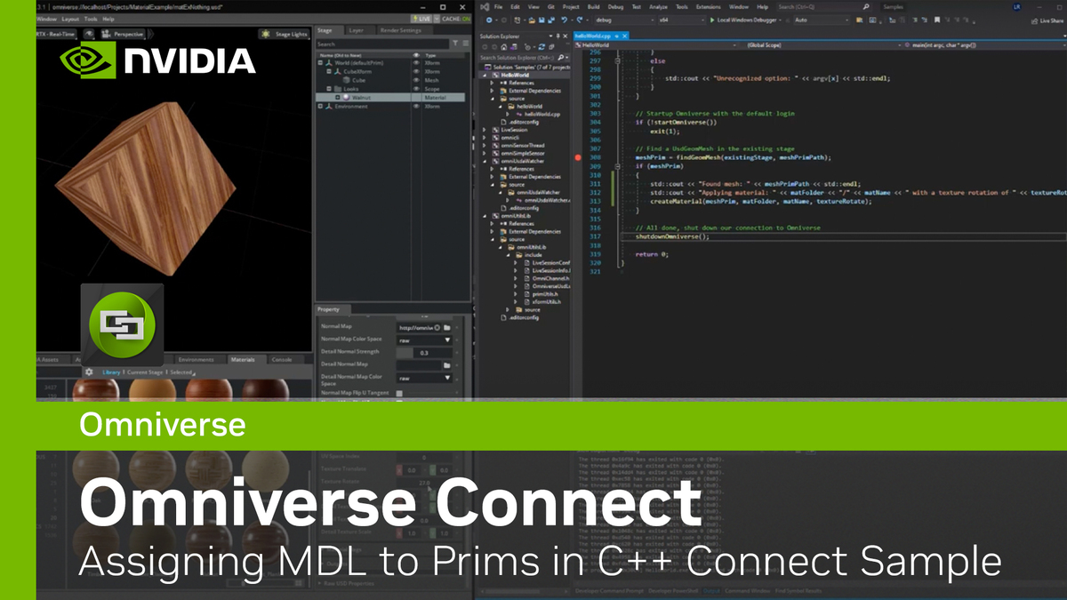 Omniverse Connect Sample C++ HelloWorld Assigning MDL to Prim | Omniverse 2020 | NVIDIA On-Demand