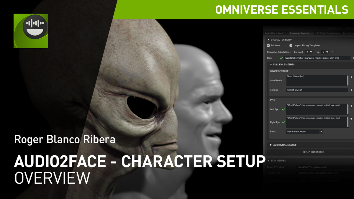 Audio2face Character Setup Overview Omniverse 2020 Nvidia On Demand