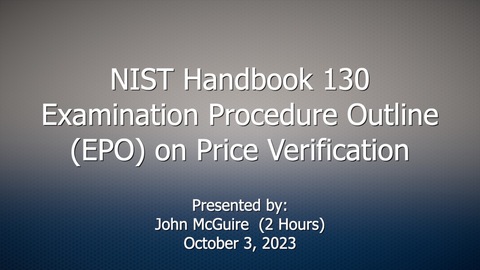 Examination Procedure for Price Verification | NIST