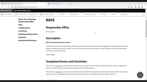 NIST Associates Information System (NAIS) Training | NIST