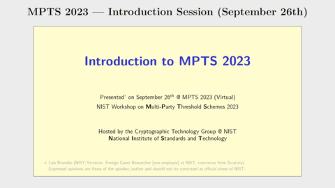 MPTS 2023 — Intro Session: Welcome and Introduction | NIST