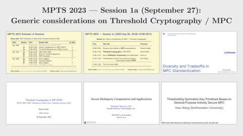 MPTS 2023 — Session 1a: Generic considerations on threshold ...