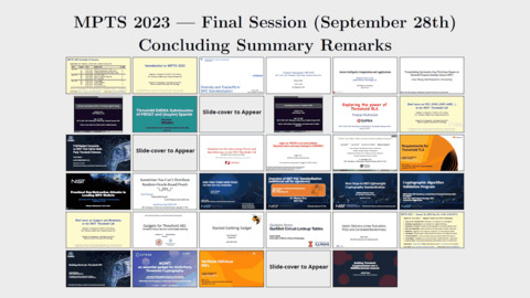 MPTS 2023 — Final Session: Concluding summary and good bye | NIST