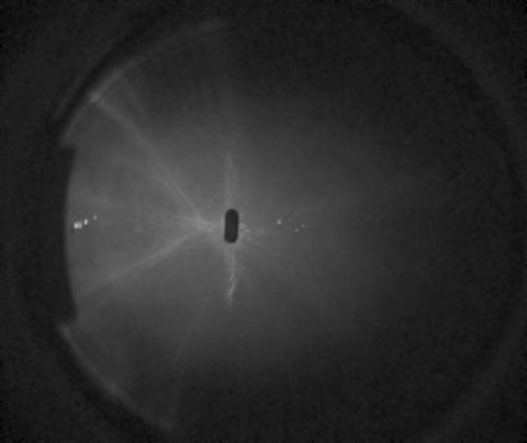 Hemispherical distribution of reflected laser power imaged with an ...