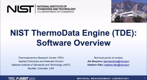 NIST ThermoData Engine (TDE): Software Overview | NIST