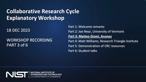 Collaborative Research Cycle Workshop - Evaluating privacy of CRC submissions with Anonymeter | NIST