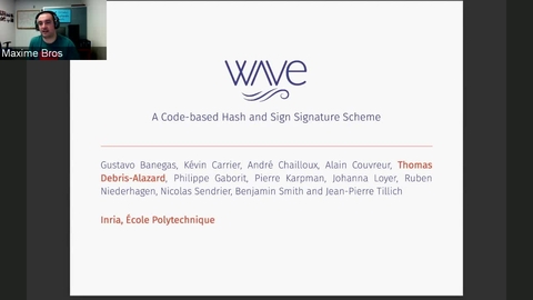 PQC Seminar: Wave: a code-based signature for NIST Standardization Process | NIST