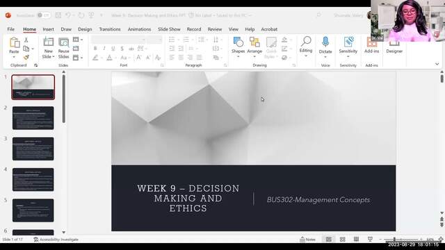 Week 9 - Decision Making and Ethics & Week 9 PowerPoint Prep