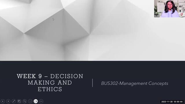Week 9 - Decision Making & Ethics and Week 9 PowerPoint Prep