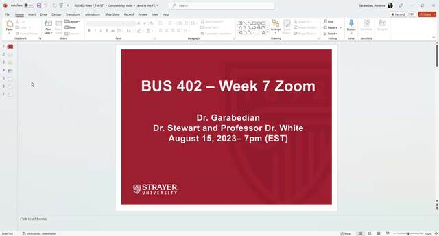 BUS 402 - Week 7 Zoom - Assignment 3_Summer 23