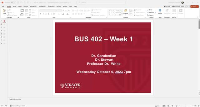 BUS 402 - Week 1 Zoom- Expectations Fall23